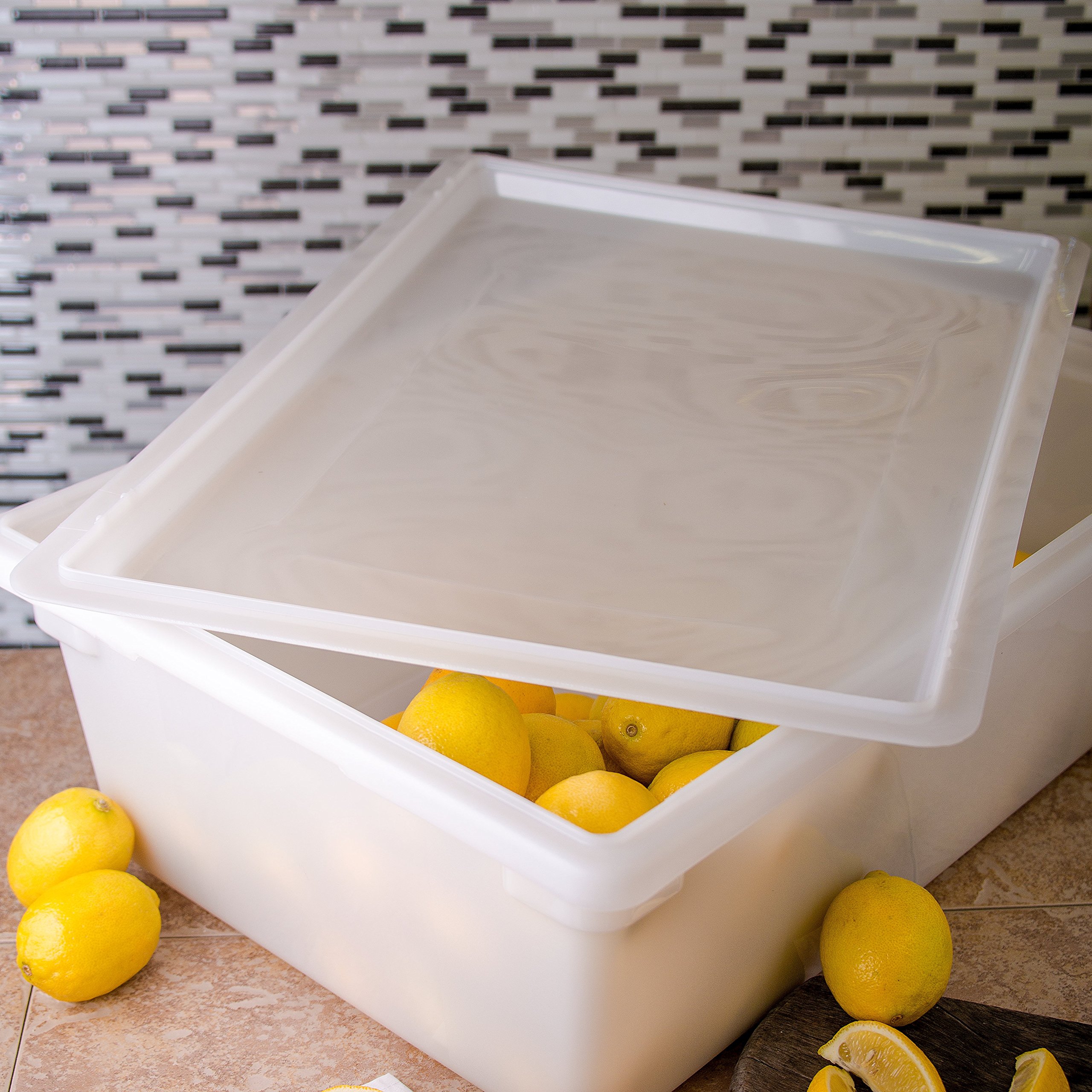 Carlisle FoodService Products Storplus Food Storage Container Lid with Stackable Design for Catering, Buffets, Restaurants, Polyethylene (Pe), 26 x 18 Inches, White, (Pack of 6)