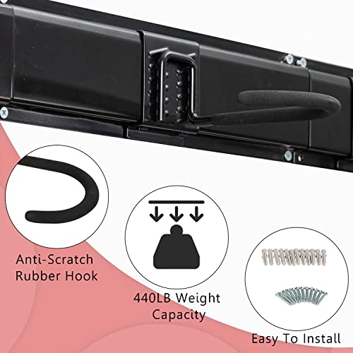 Bike Storage Rack, Wall Mount Bike Storage Hanger 5 Bicycles Hooks, Heavy Duty Bicycles and Tools Hanger Indoor Space Saving for Home and Garage Shed Storage System
