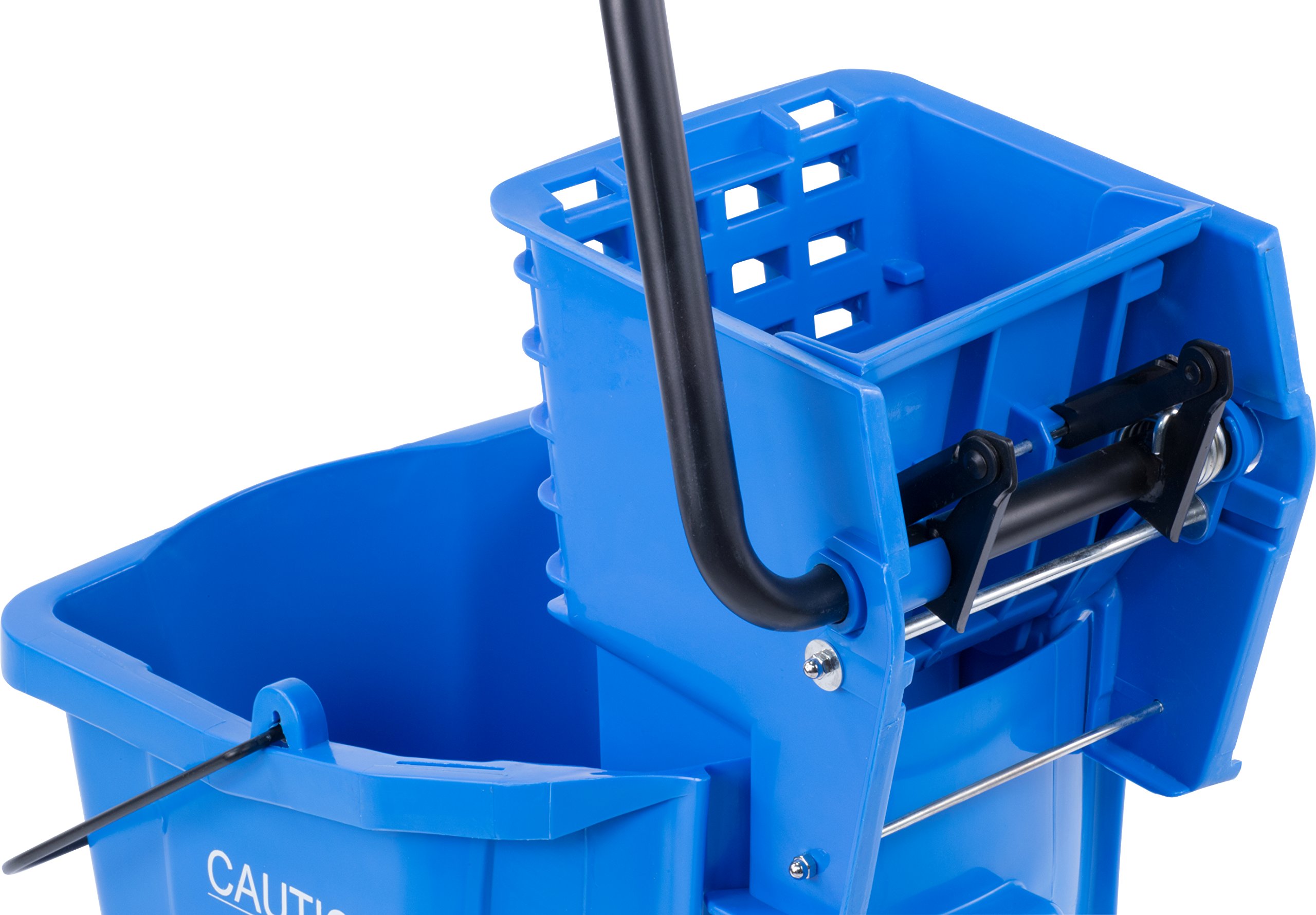 Carlisle FoodService Products Mop Bucket with Side-Press Wringer for Floor Cleaning, Restaurants, Offices, And Janitorial Use, Polyproylene, 26 Quarts, Blue