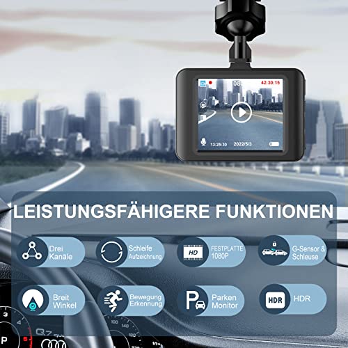 Dash Camera for Cars, Dash Cam 1080P Full HD Dual, 32G SD Card, Dashcam 170 Wide Angle 2.4" LCD Display, Super Night Vision, G-Sensor, Parking Monitor, WDR, Loop Recording