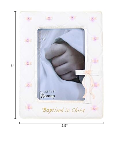 Roman Giftware Inc., Sacraments, Baptism & Christening, 7" H Baptism Girl Frame 3.5X5,Religious, Inspirational, Durable (5x1x7)