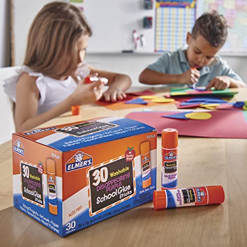 Elmer's Liquid School Glue, Clear, Washable, 1 Gallon - Great for Making Slime & Disappearing Purple School Glue Sticks, Washable, 7 Grams, 30 Count