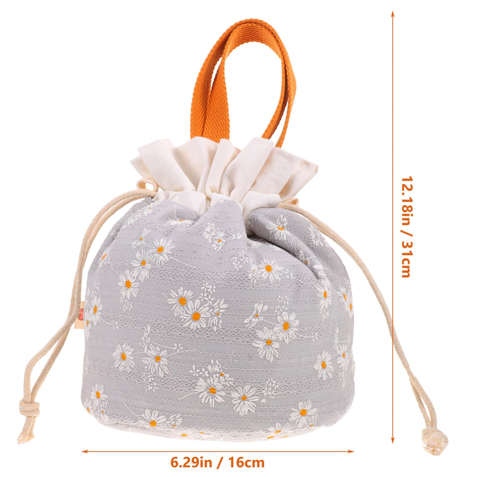 Cabilock Lunch Bag Insulated Folding Lunch Bag Bento Box Drawstring Bag Portable Lunch Holder Daisy Pattern Bento Box Bag Cute Tote