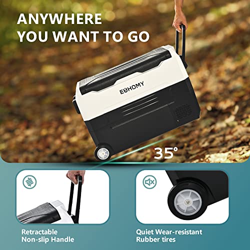 EUHOMY 12 Volt Refrigerators, -4℉~68℉, 48 Quart Portable Freezer Electric Cooler 12/24V DC & 120-240V AC, Removable Divider, Car Fridge For Car, RV, Camping, Travel, Fishing, Outdoor or Home.