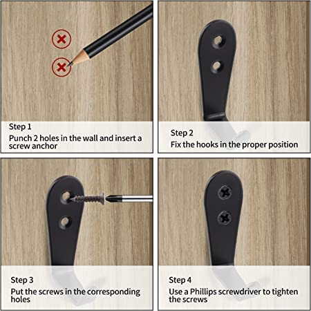 Deezio Backpack Hooks for Wall Bathroom Garage Hooks SUS304 Stainless Steel Towel Purse Robe Hooks Wall Mounted (10 Pack)