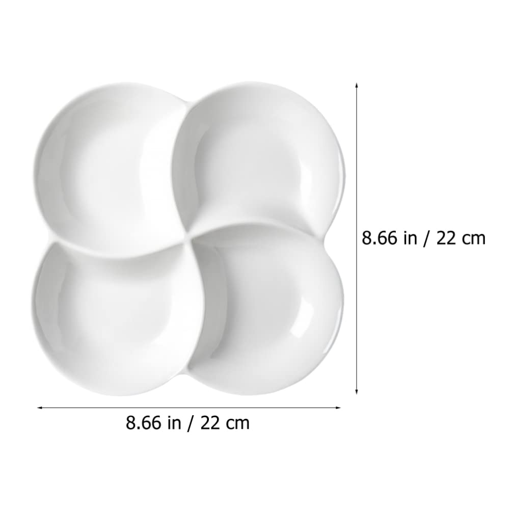 Cabilock Melamine Fruit Plate Food Serving Tray Food Container 4 Compartment Snack Storage Plate Divided Appetizer Tray Organizer White