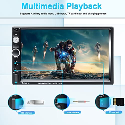 Double Din Car Stereo 7β Touch Screen Car Radio with Bluetooth Backup Camera FM Radio Receiver USB AUX Auto radio TF Card Input Audio Video MP5 MP4 MP3 Player Car Multimedia Player Support Mirror Link