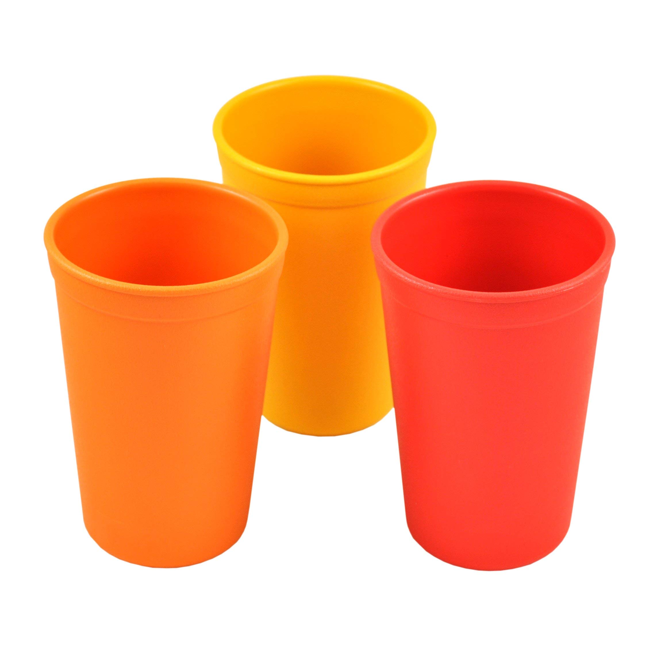 Re-Play Made in USA 10 Oz. Open Cups for Toddlers, Set of 3 - Reusable and Stackable Toddler Cups for Easy Storage - Dishwasher/Microwave Safe Kids Plastic Cups, 4.75" x 3.25", Fall