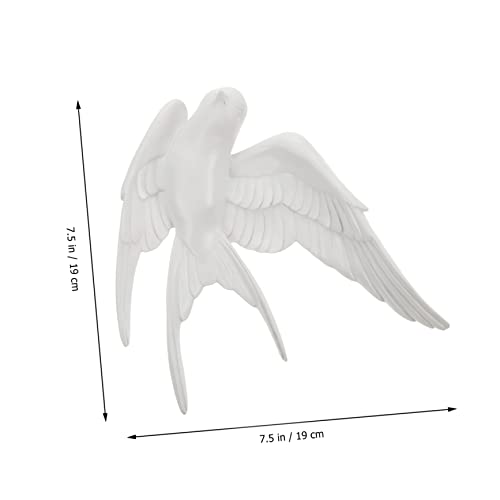 Metal White Sparrow Wall Decor: Large Flying Bird Wall Art Swallow Wall Mount Hanging Figurine 3D Aninal Sculptures for Garden Home Bedroom Living Room