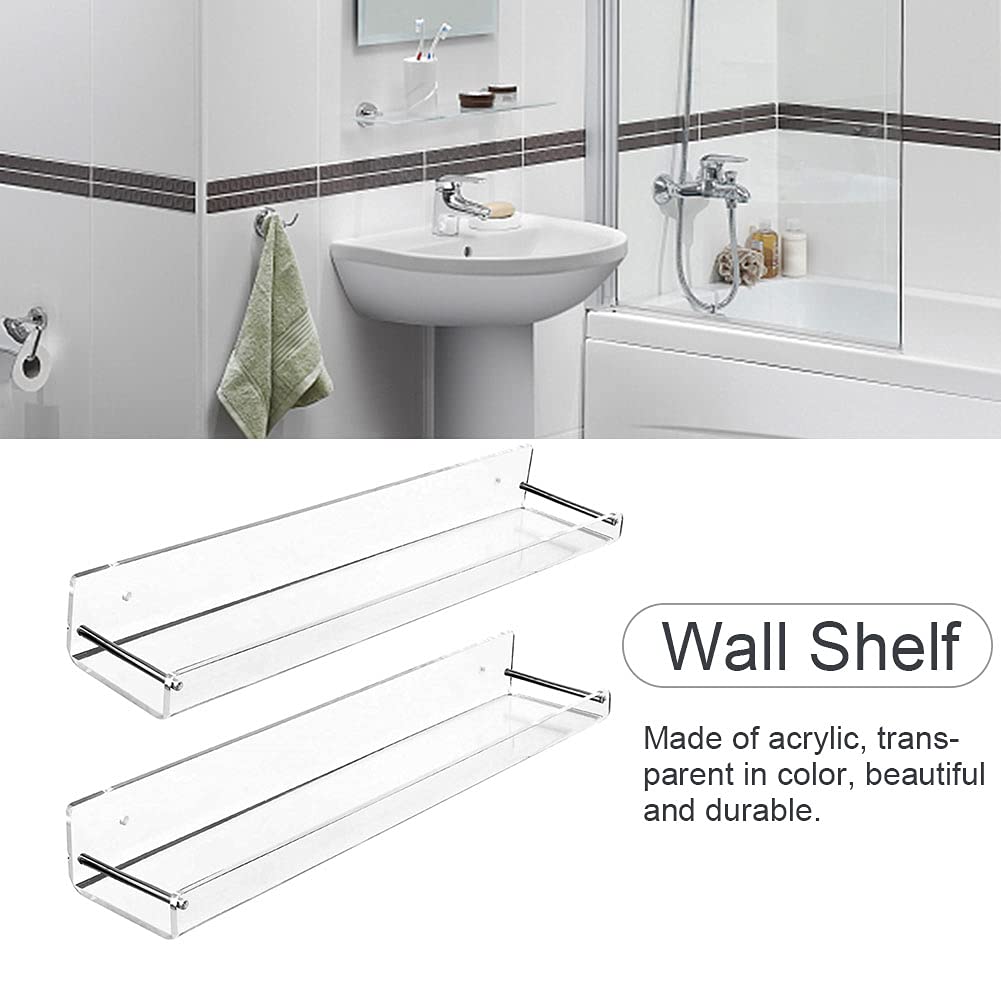 CALIDAKA 2pcs Acrylic Transparent Display Stand,Clear Acrylic Shelves,Wall Mounted Display Shelves for Bedroom, Living Room, Bathroom, Kitchen(30 x 9.5 x 5 x 0.3cm)