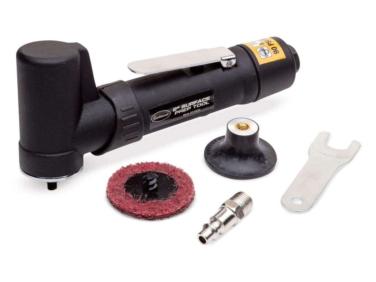 Eastwood 2 in. Surface Prep Tool Air Pneumatic Orbital Sander Disc Grinder Polisher 90 Degree Right Angle Angled Head