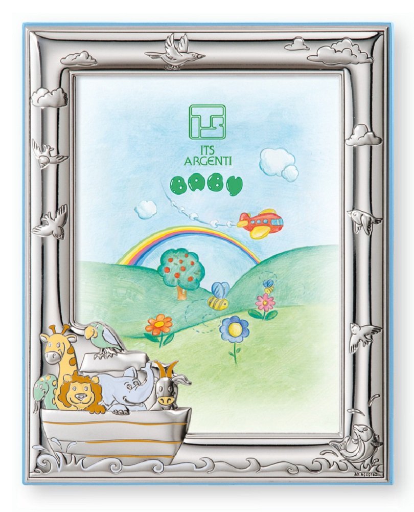 STERLING SILVER Picture Frame THE ARK (3.5" x 5)". Made in Italy (BLUE BACK)