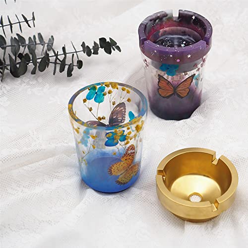 Double Layer Resin Ashtray Mold Kit - Unityown Car Ashtray with Lid Smell Proof - DIY Crystal Silicone Molds for Epoxy Resin Tray Making Tools - Holiday Gift for Father or Boyfriend