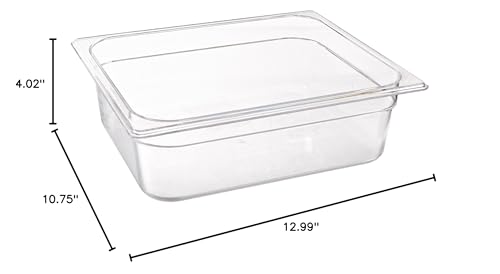 Rubbermaid Commercial Products Cold Food Insert Pan for Restaurants/Kitchens/Cafeterias, 1/2 Size, 4 Inches Deep, Clear (FG124P00CLR)