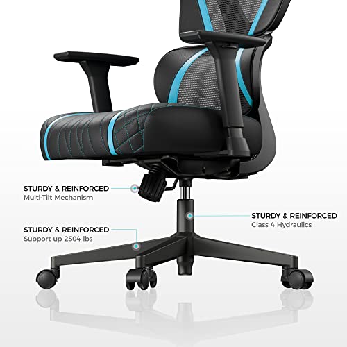 EUREKA ERGONOMIC Gaming Chair,Mesh Home Office Desk Chairs,Dual Back 3D Lumbar Support,Adjustable Armrest Headrest,Hight Back,Breathable Comfortable PC Computer Sillas Gamer Reclining Chair(Blue)