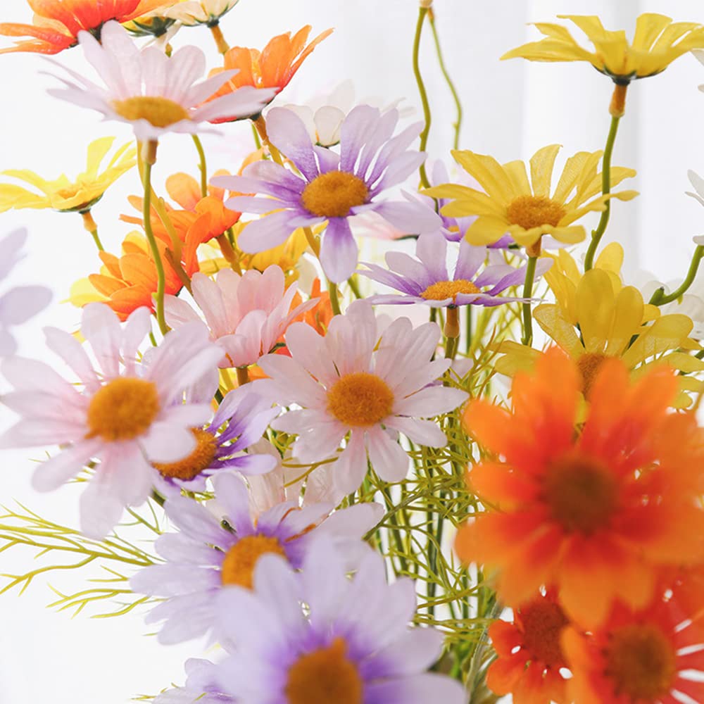 MexSpFit Artificial Flowers Outdoors Fake Daisy,20 Bundles Silk Daisy,Fake Fall Flowers for Decoration,No Fade UV Resistant for Home Indoor Outside Hanging Planter Garden Wedding (Purple, 10)
