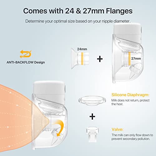 Goldeep Wearable Breastfeeding– Hands Free Portable,3 Modes & 12 Levels Electric Breast Pump – LCD Screen, No Leakage, Low Noise, 27mm Default/24mm Flange