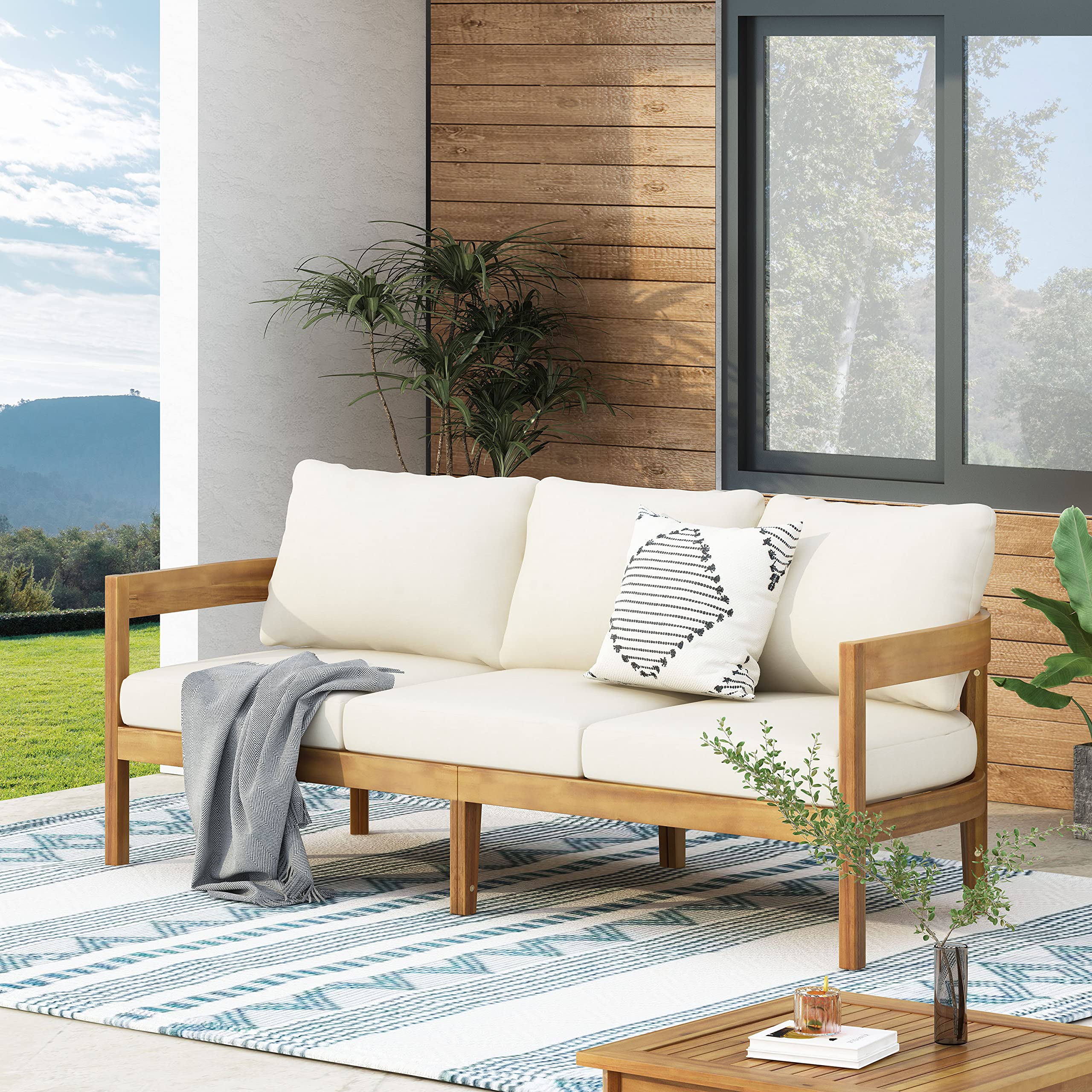 Christopher Knight Home Brooklyn Sofas, Teak + Beige