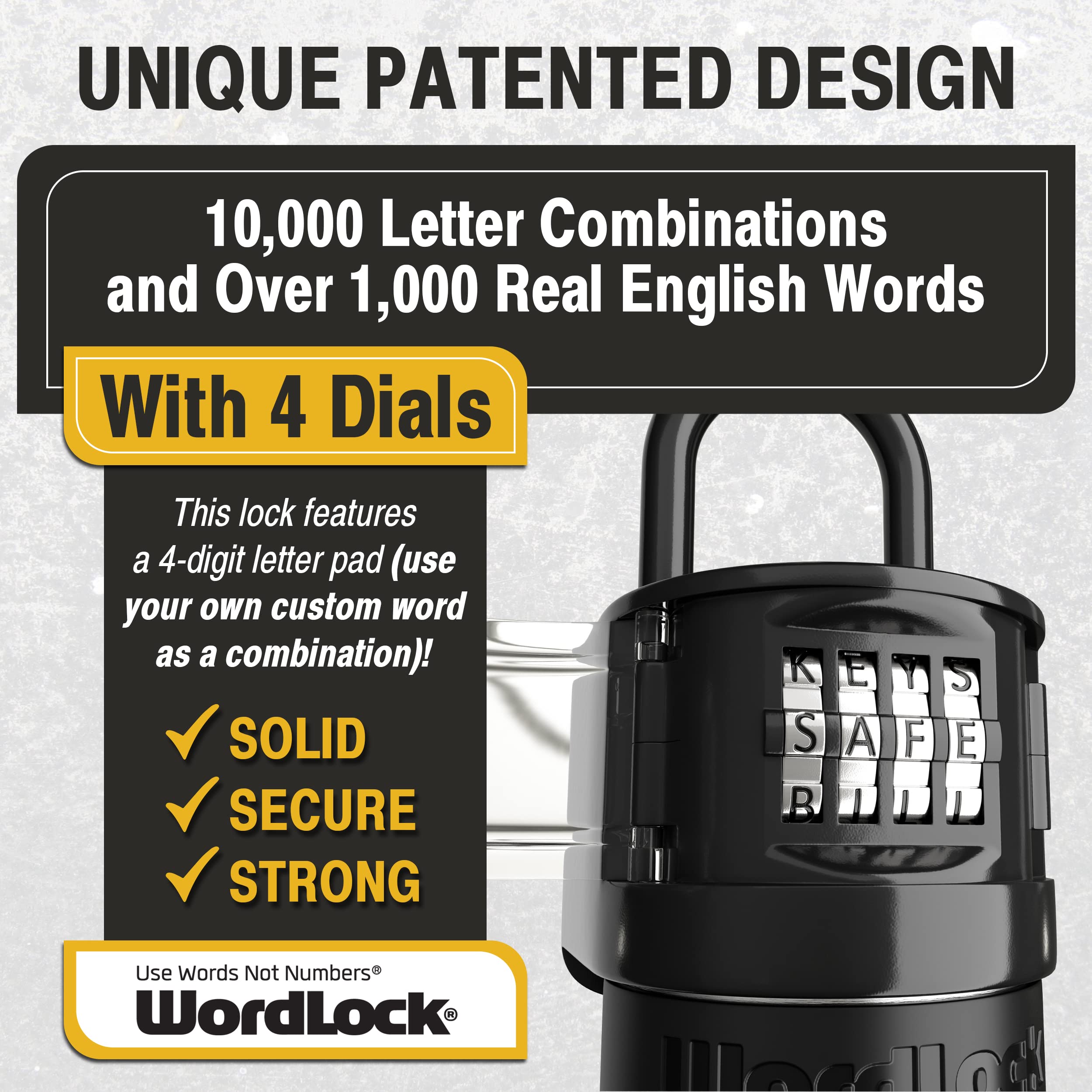 WordLock Key lock box β large capacity Secure Realtor Storage Lockbox with 4 Letter Word combination - Indoor / Outdoor Use for surfers, beach and sports