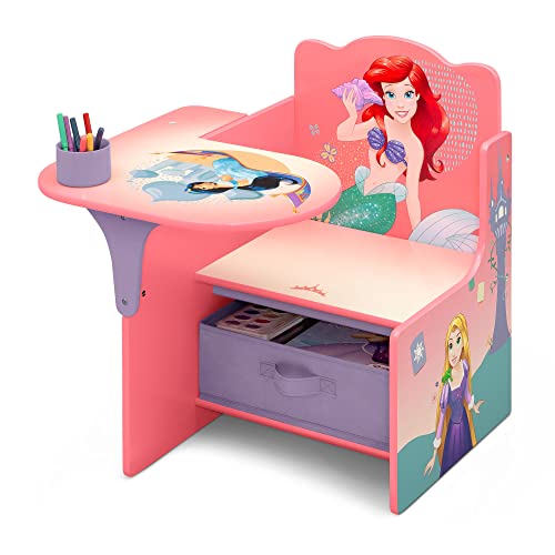 Delta Children Chair Desk with Storage Bin + Design and Store 6 Bin Toy Storage Organizer, Disney Princess (Bundle)