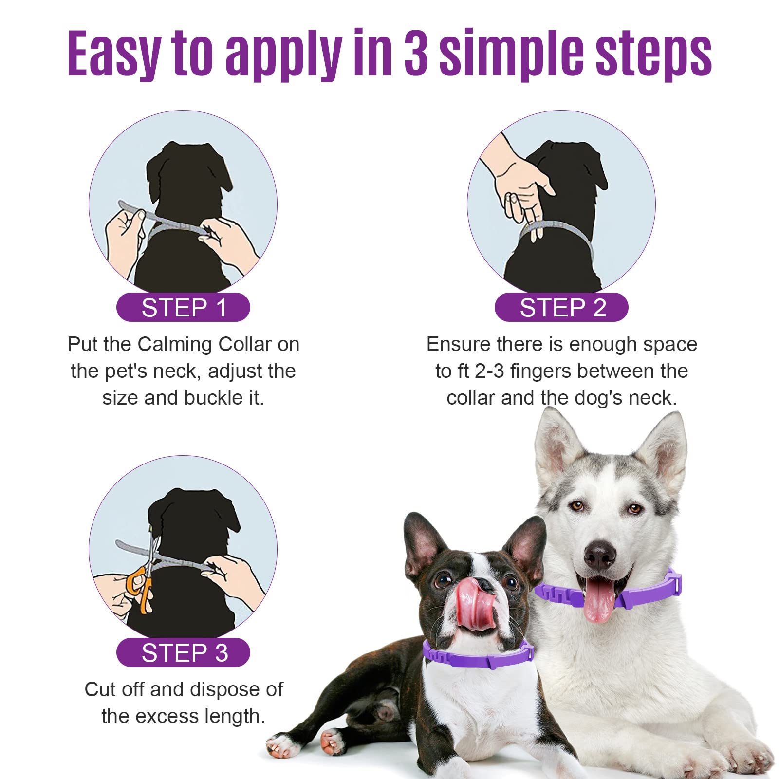 Calming Collar for Dogs, Adjustable Dog Calming Collar, Sustained Release Pheromone, Suitable for All Dogs with Separation Anxiety&Stress&Fear, 4Pcs