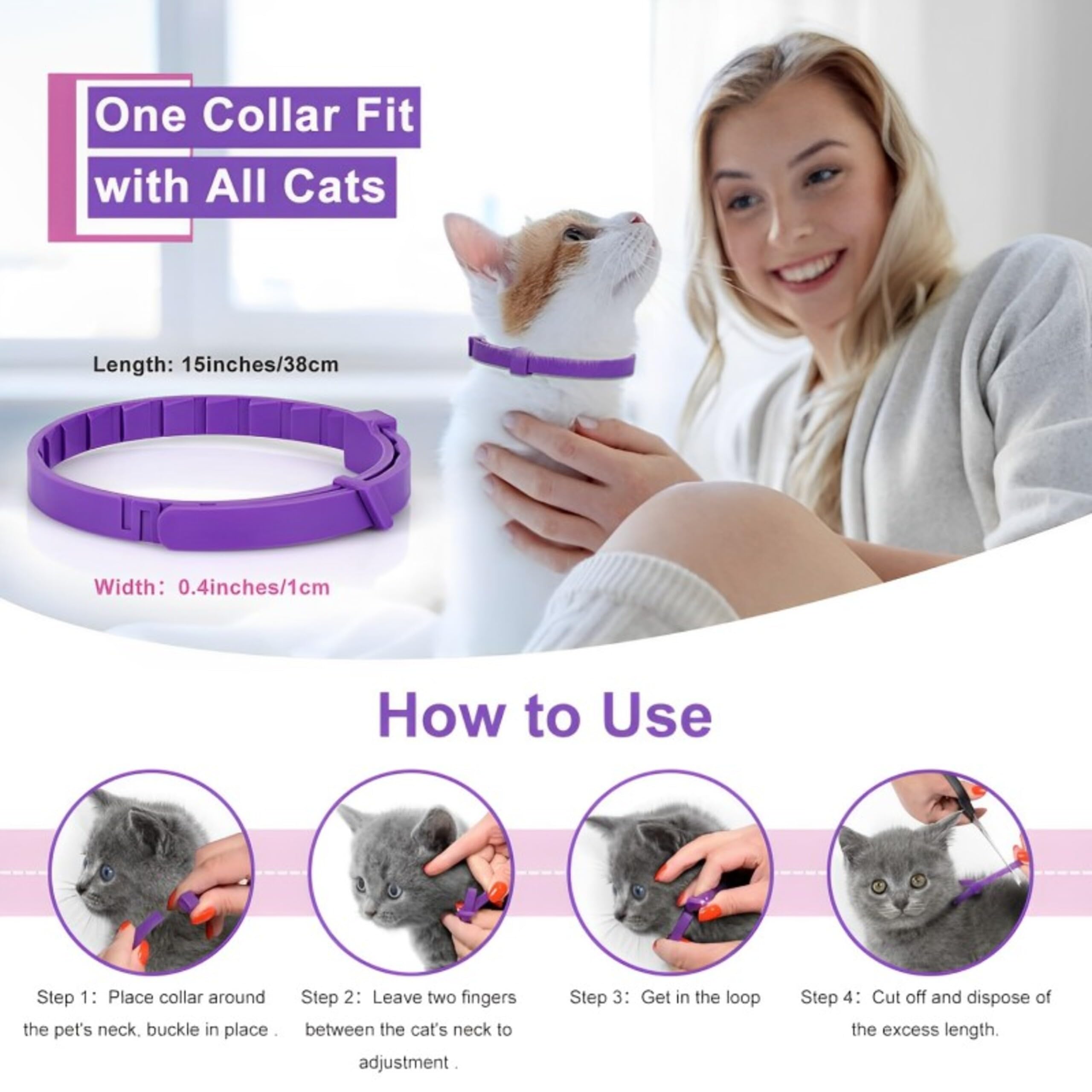 Calming Collar for Cats | 60 Days of Effective Stress and Anxiety Relief with Efficient Quick Release Pheromones | Soothing Comfort, Long-Lasting Calm That Reduces Stress and Helps Calm Cats Anxiety