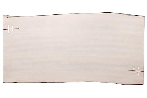 HomSof White Washed 79 Inches Live Edge Premium Dining Table, 1 Piece