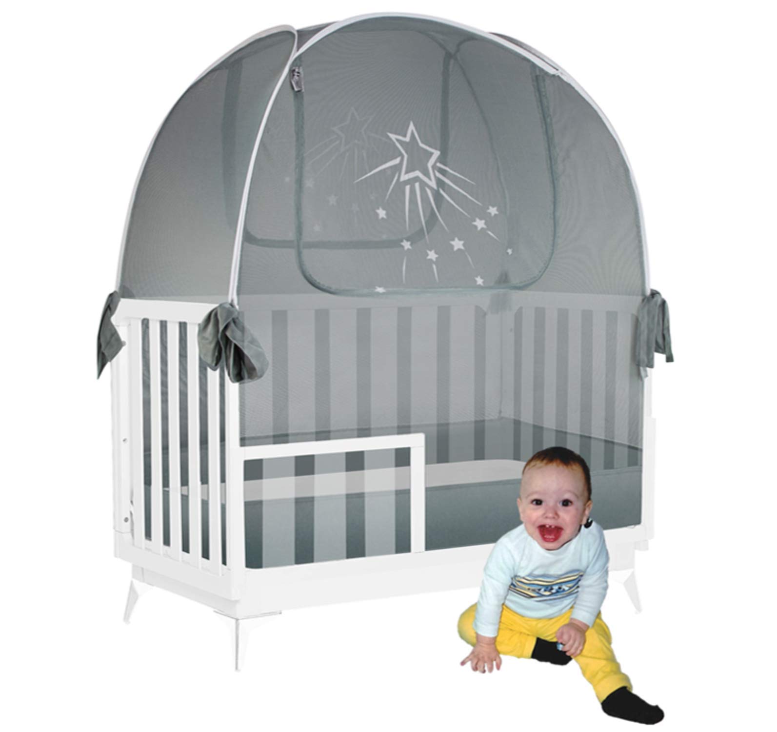 Aussie Cot Net Baby Crib Tents Twin 2 Silver Star Crib Tents to Keep Baby from Climbing Out - Crib Mosquito Netting