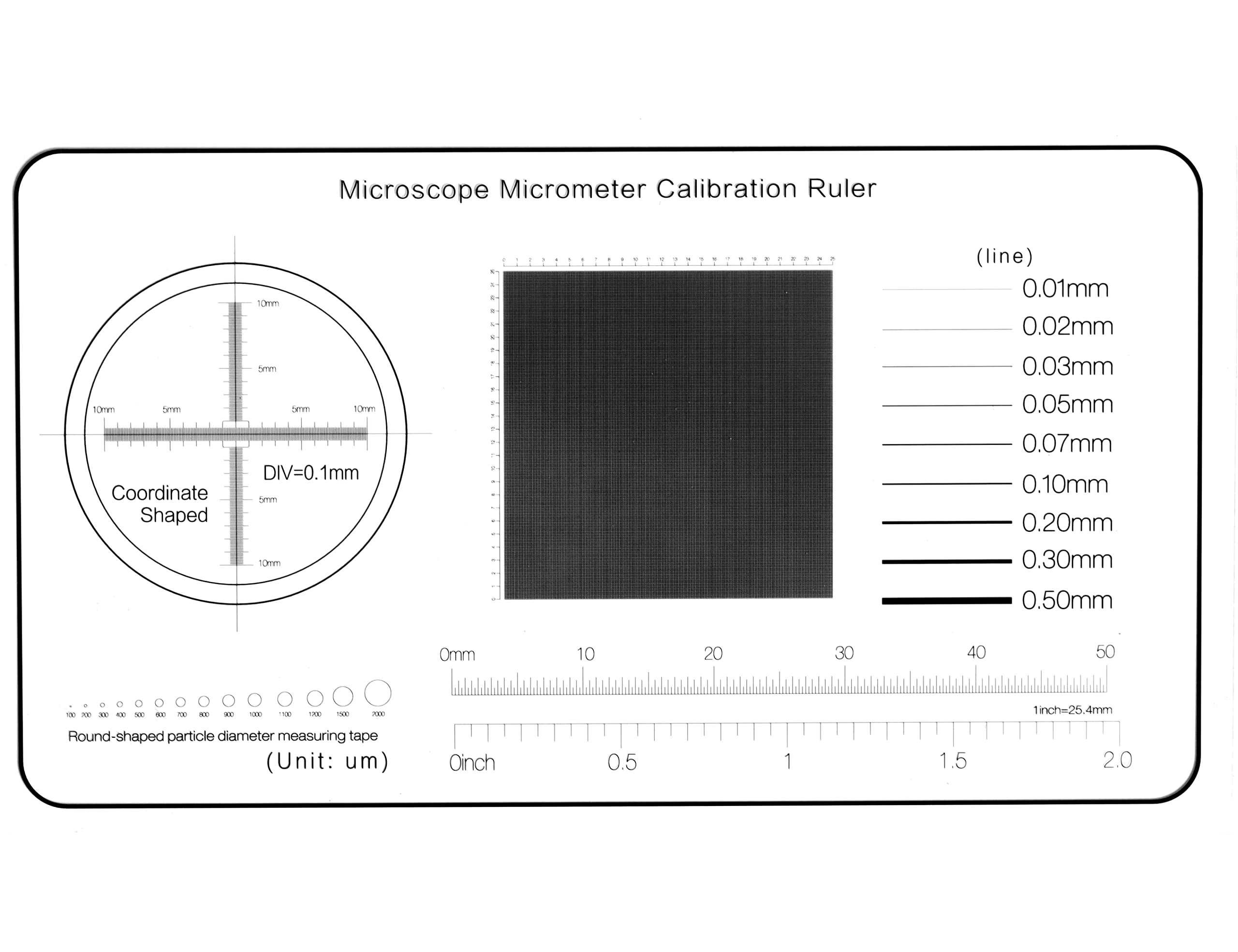 TOSUKKI Multifunction Microscope Micrometer Calibration Ruler SlideďźMicroscope Reticle Micrometer/Microscope Calibration Grid/Microscope Camera Calibration Slide/Micrometer Ruler for Microscope