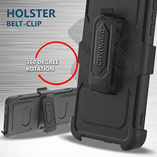 Covrware Aegis Series Case for Moto G Pure 6.5 inch (2021 Release), Full-Body Rugged Dual-Layer Shockproof Protective Holster Swivel Belt-Clip Cover with Kickstand and Built-in Screen Protector, Black
