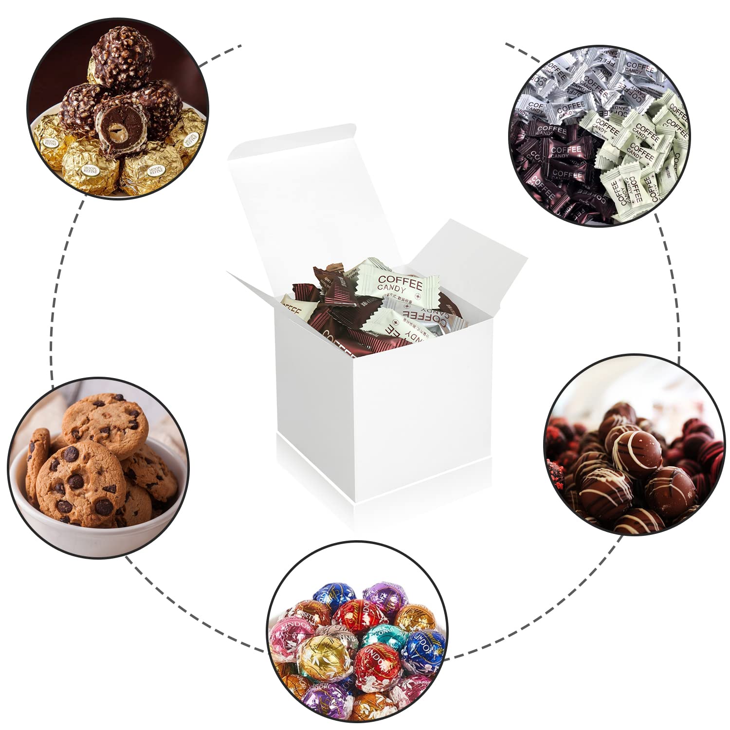DOYIDE 100 Pack Small Gift Boxes, 2x2x2 Inches Favor Boxes White Paper Gift Boxes with Lids for Presents, Crafting, Cupcake Boxes, Gifts, Candy Boxes for Wedding Party Bridal Shower Baby Shower Favors