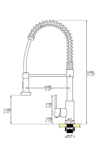 BZOOSIU Kitchen Faucet with Pull Down Sprayer, 17.65 inch Solid Brass Commercial Spring Single Handle LED Kitchen Sink Faucet for Farmhouse Camper Laundry Utility Rv Bar Sinks, Matte Black