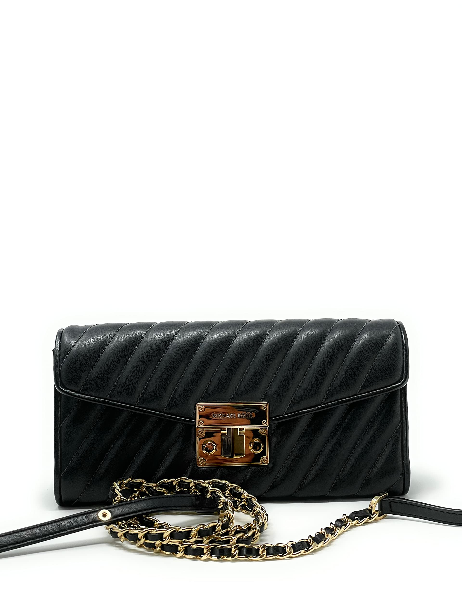 Michael Kors Rose Medium convertible Quilted Leather Shoulder Flap Bag Black