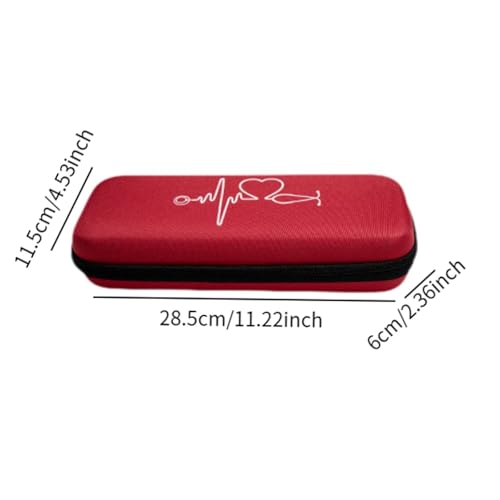 DimyFew Stethoscope Carrying Case, Stethoscope Carrying Bag Stethoscope Holder Travel Protective Carry Covers, Storage Box, Organizer, Red