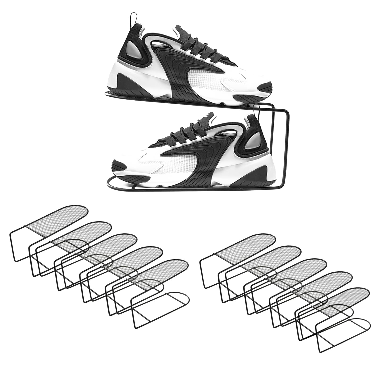 CiBiZi Shoe Slots Organizer Shoe Space Saver Metal Shoe Stacker Iron Shoe Rack Shoe Stand Holder Shoe Storage Closet Organizer 10PACK Black