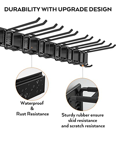 INCLY Garage Organization Storage Wall Mount, Garden Tool Organizer Systems, 48 Inch Heavy Duty Tool Storage Rack for Garage Wall with 6 Adjustable Hooks and 3 Rails
