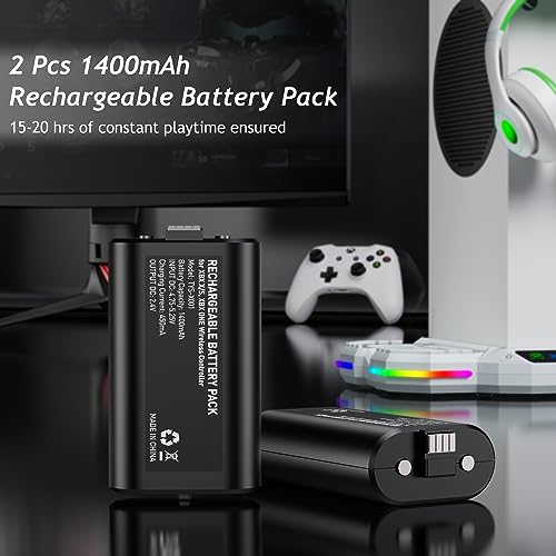 Cooling Stand with Controller Charging Station for Xbox Series S, ZAONOOL Dual Charger Dock & Cooling Fan for Console Accessories with 13 RGB LED Light, 2*Rechargeable Battery, Headset Hook & USB Port