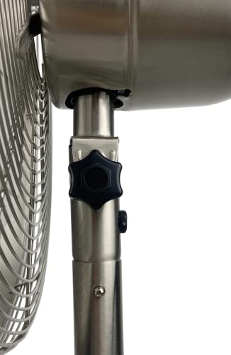 Good Housekeeping 92654-BN 16" Retro Pedestal Fan in Brushed Nickel
