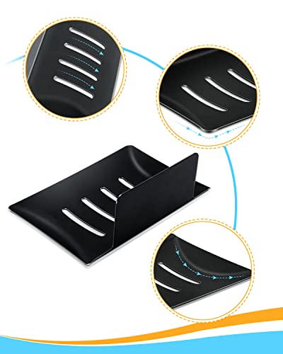 MOVNO 2 Pack Soap Dish Shower Waterfall-Matte Black SUS304 Stainless Steel Soap Tray, Soap Saver Drainer for Shower/Bathroom/Kitchen/Counter Top, Keep Soap Bars Dry & Clean