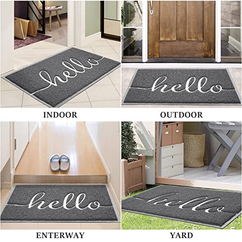 BeneathYourFeet Door Mat (30"x17.5",Dark Grey), Durable Welcome Mat Low Profile Floor Mat Front Doormat Non Slip Mats for Entryway, Patio, High Traffic Areas