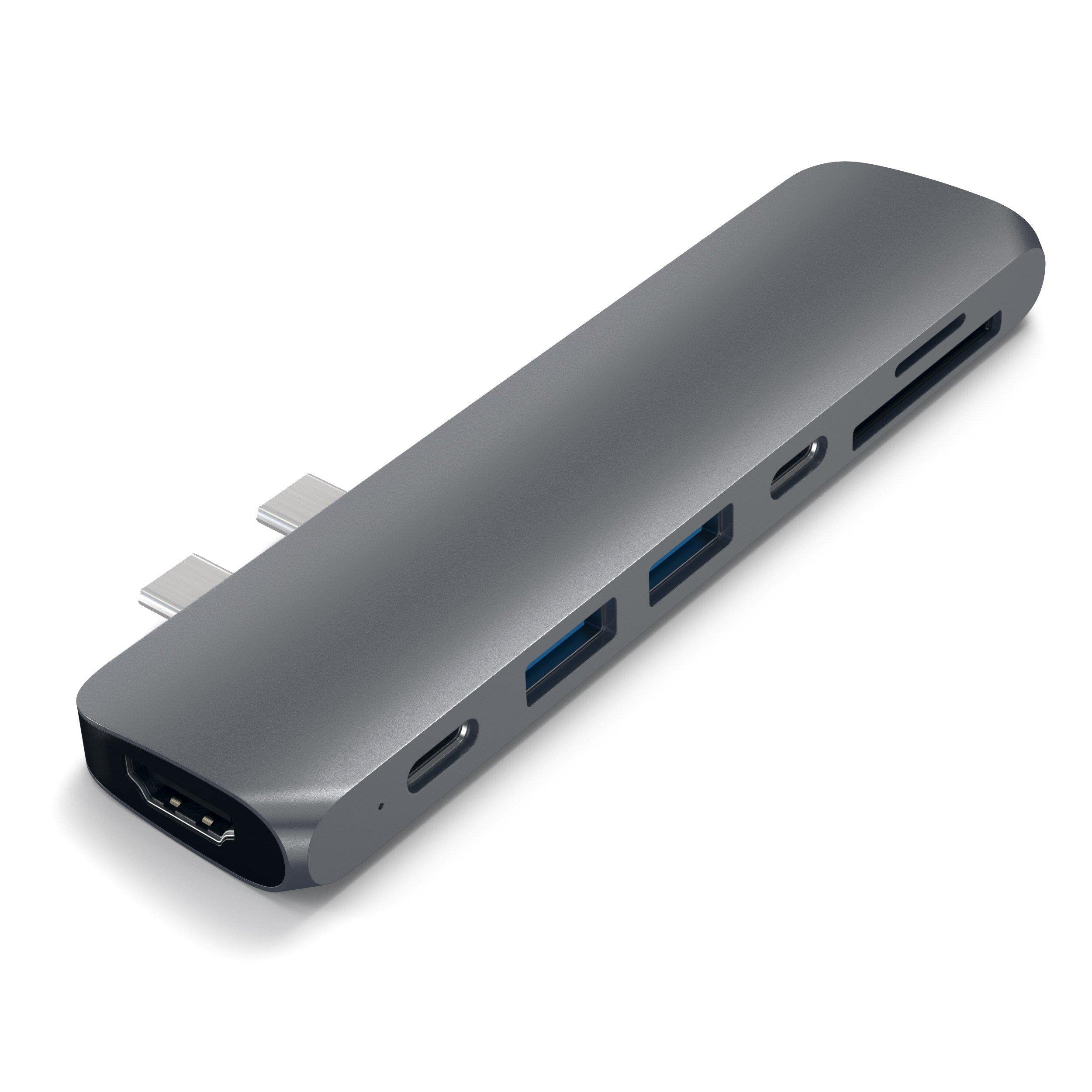 Satechi USB C Hub Adapter, USB C Dongle 7 in 1, USB C with 4K HDMI, 87W USB C PD Charging, USB C Data, 2 USB-A Data, Micro/SD Card Readers, for MacBook Pro/Air M1 M2 M3 M4 - Space Gray