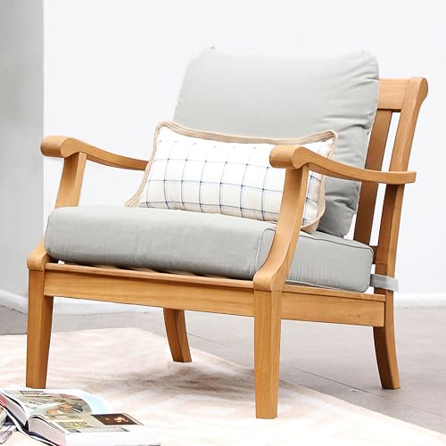 Cambridge Casual Robin Teak Wood 4 Piece Patio Conversation Set with Oyster Cushion