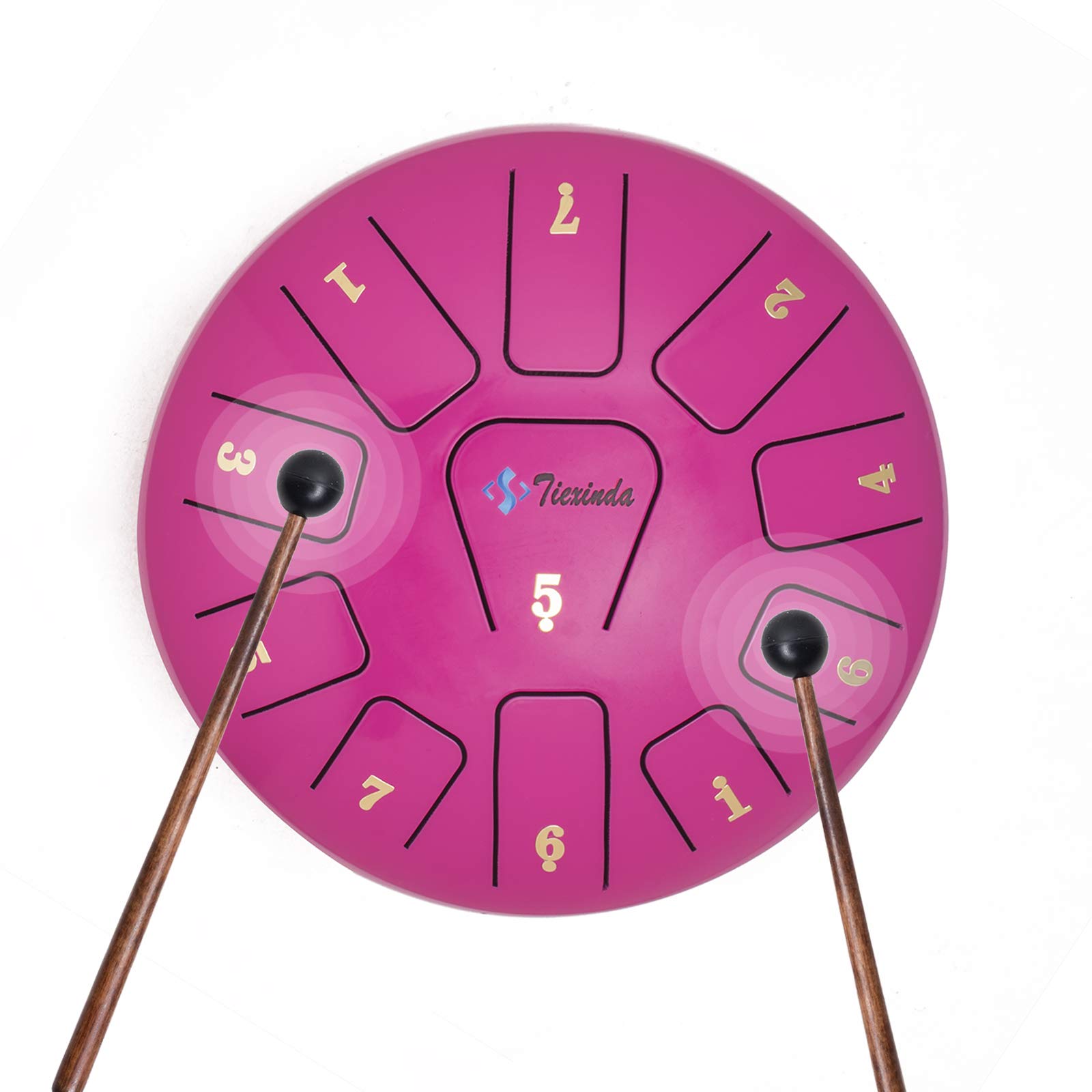 Steel Tongue Drum, 11 Notes-8 Inch Tambourine Percussion Instrument, Drum with Mallets, Mallet Stand, Tonic Stickers, Travel Bag Fingertip Sheet Music, Suitable for Personal Meditation, Yoga, Zen