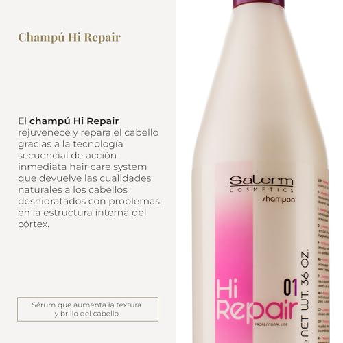 Salerm - Repairing Shampoo - Hi Repair Shampoo - 1000 ml - Deep Hydration for Damaged Hair - Repairs and Rejuvenates - Shinier and Softer Hair - Immediate Effect