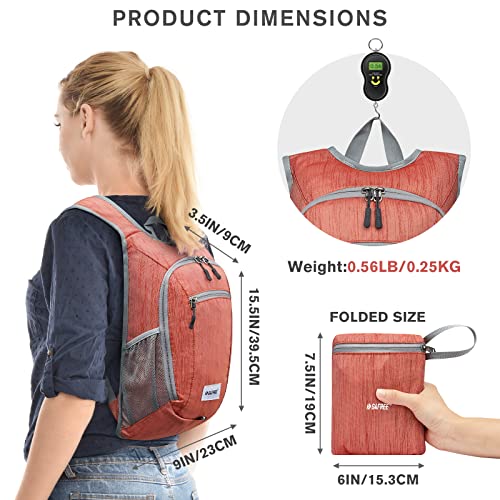 G4Free 10L/15L Hiking Backpack Lightweight Packable Hiking Daypack Small Travel Outdoor Foldable Shoulder Bag(Red)