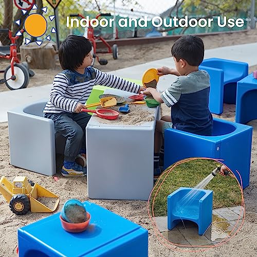 ECR4Kids Tri-Me 3-in-1 Cube Chair, Kids Furniture, Blue, 4-Piece
