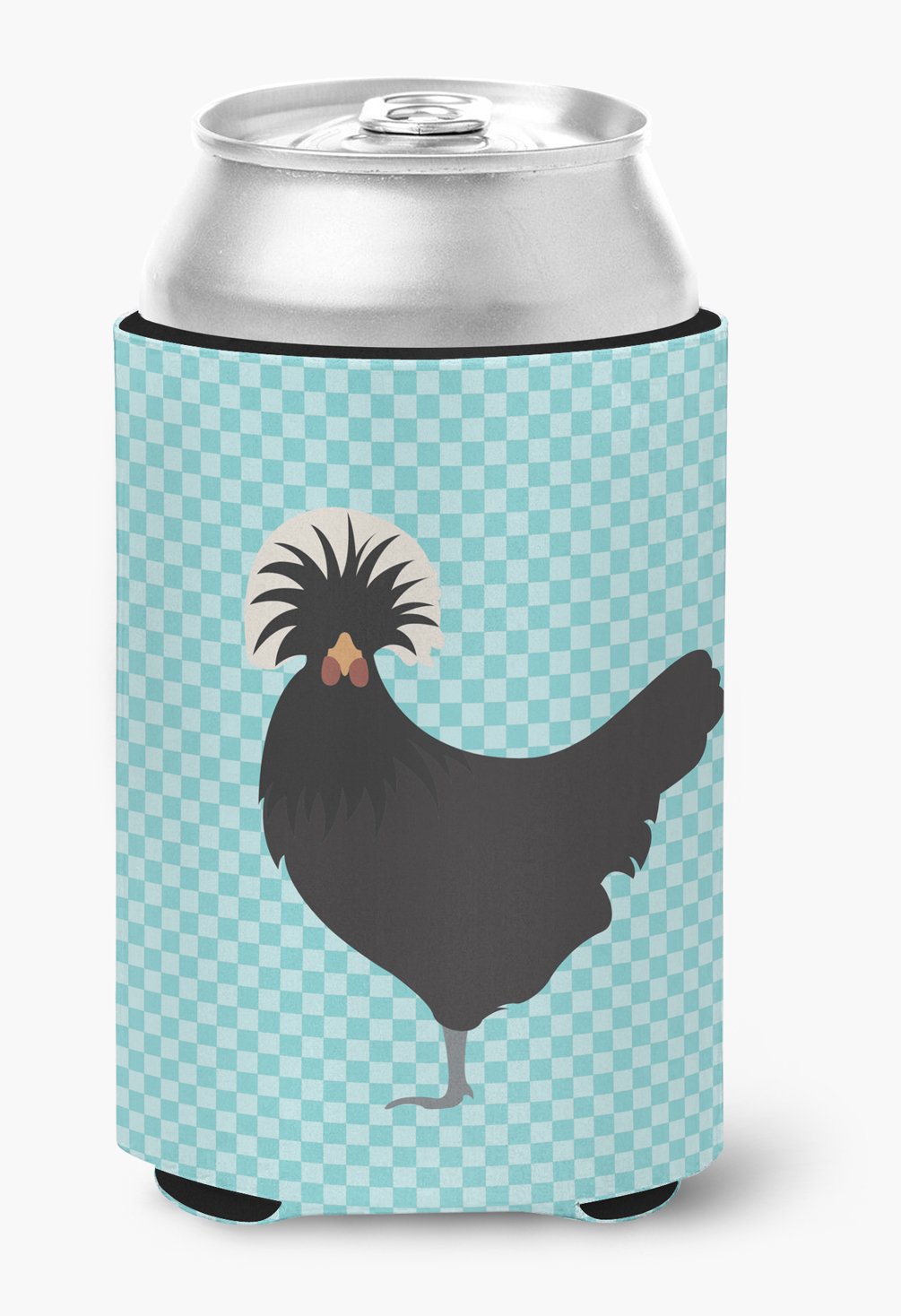 Caroline's Treasures BB8008CC Polish Poland Chicken Blue Check Can or Bottle Hugger Cooler Washable Drink Sleeve Collapsible Beverage Insulated Holder, Can Hugger, Multicolor