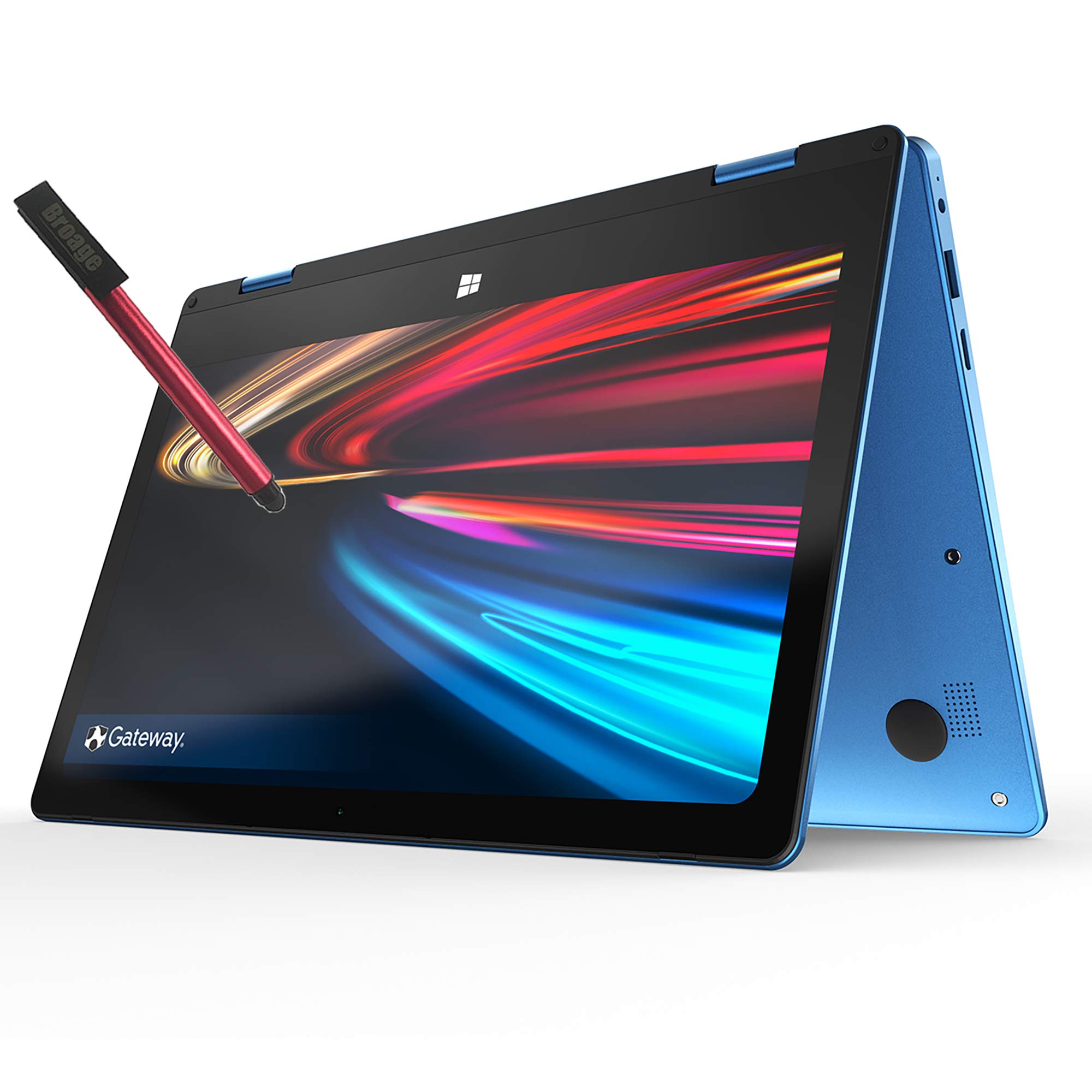 Gateway 11.6" 2-in-1 Touchscreen Laptop Computer, Blue, Intel Celeron N4020 Up to 2.8GHz, 4GB DDR4 RAM, 64GB eMMC, Windows 10 S, Office 365 Personal 1-Year, BROAGE 64GB Flash Stylus,GWTC116