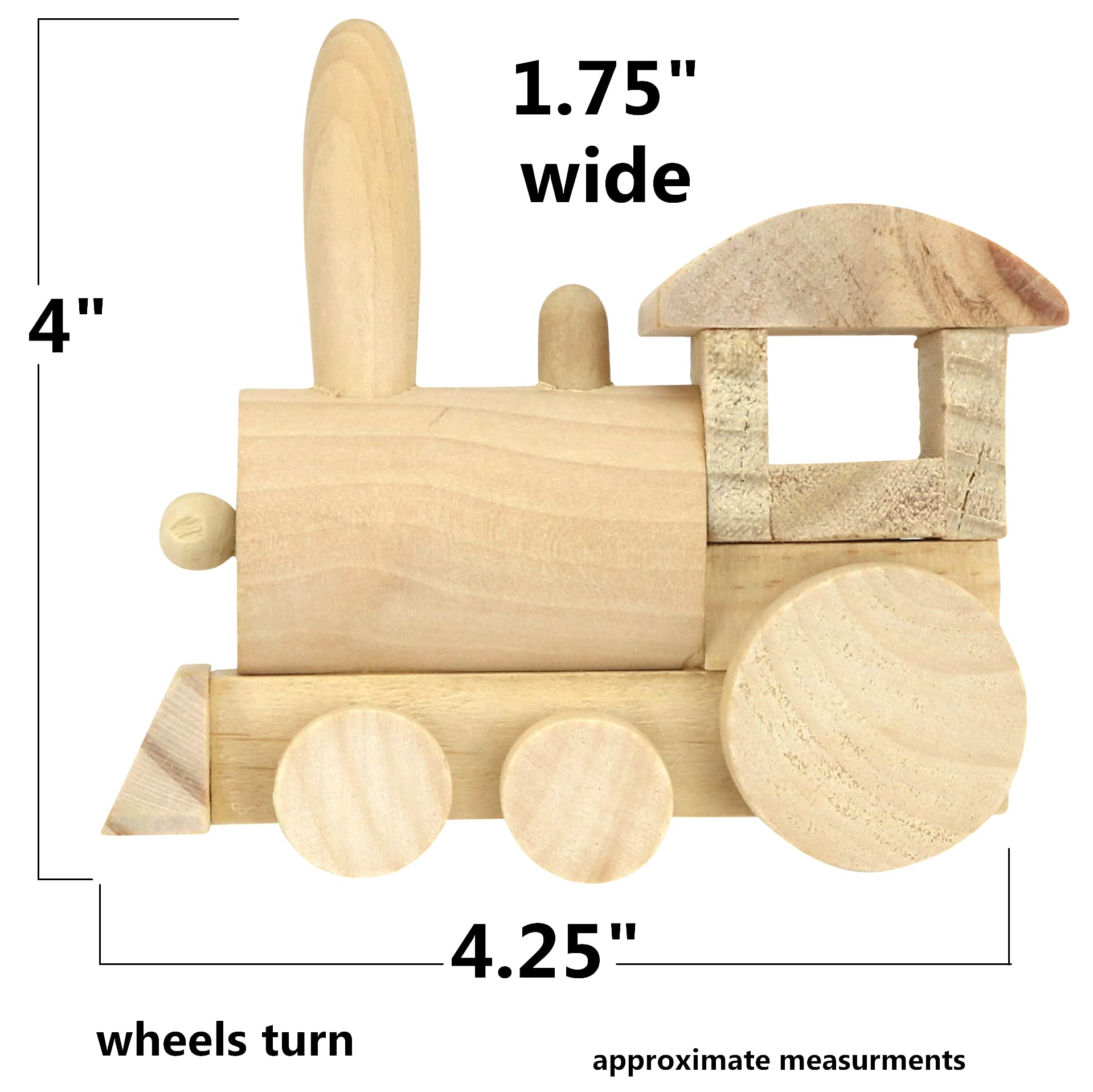 Iconikal Unfinished Wood Craft Steam Train Engine, 2-Pack