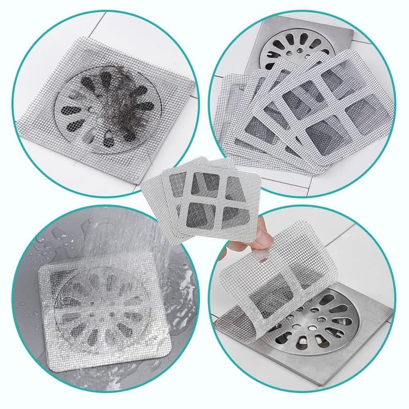 Disposable Hair Drain Stickers, 2025 New Disposable Shower Drain Hair Catcher Mesh Stickers, Drain Cover Hair Catcher for Bathroom Laundry Bathtub Kitchen (10)